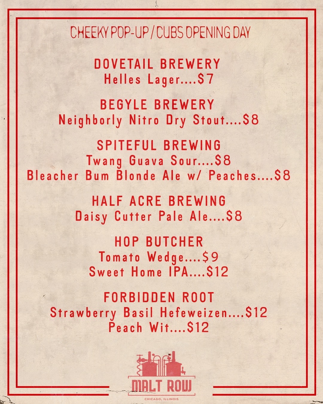 Malt Row Presents: Cubs Opening Day Party w/ Waco Brothers